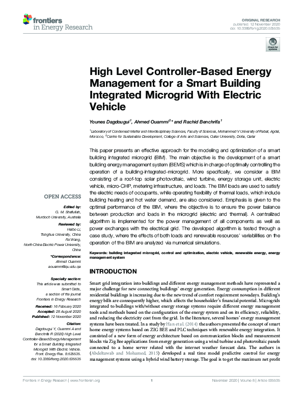 (PDF) High Level Controller-Based Energy Management for a Smart Building Integrated Microgrid ...