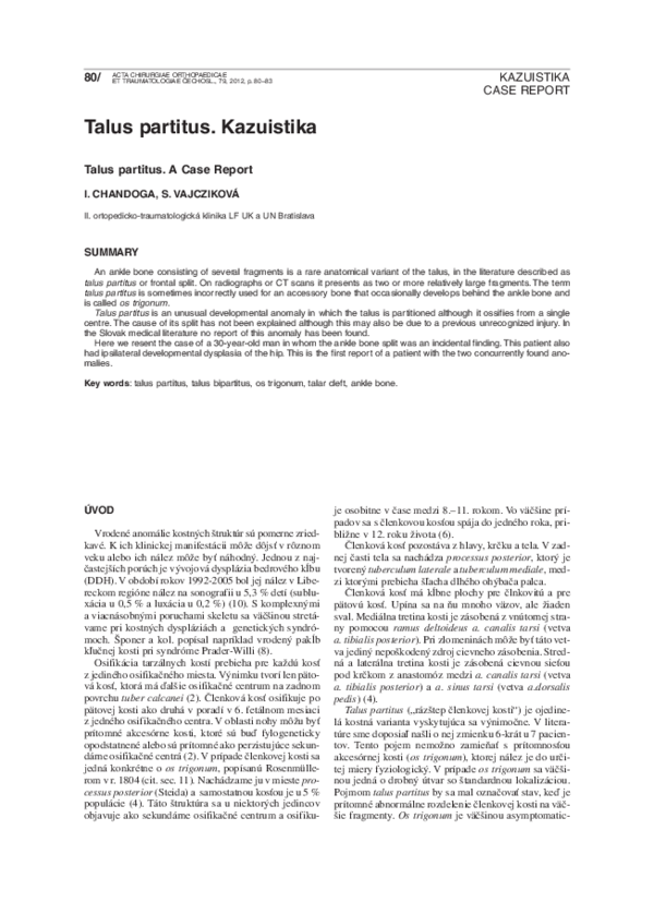 (PDF) Talus partitus. A Case Report