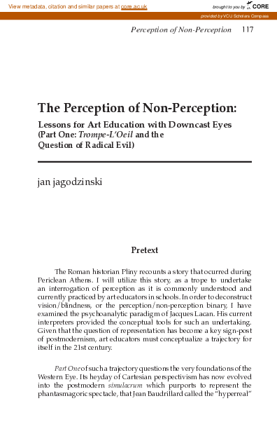 (PDF) The Perception of Non-Perception: Lessons for Art Education with ...