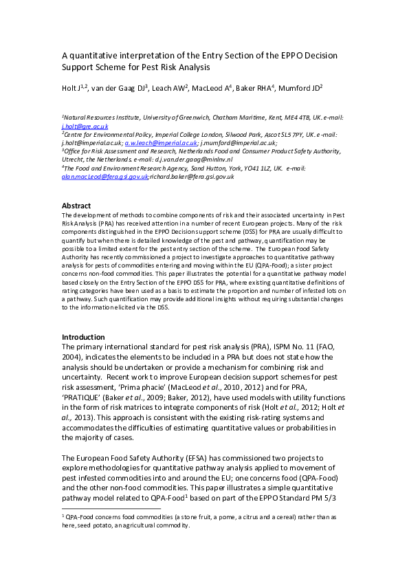 (PDF) A quantitative interpretation of the entry section of the EPPO ...