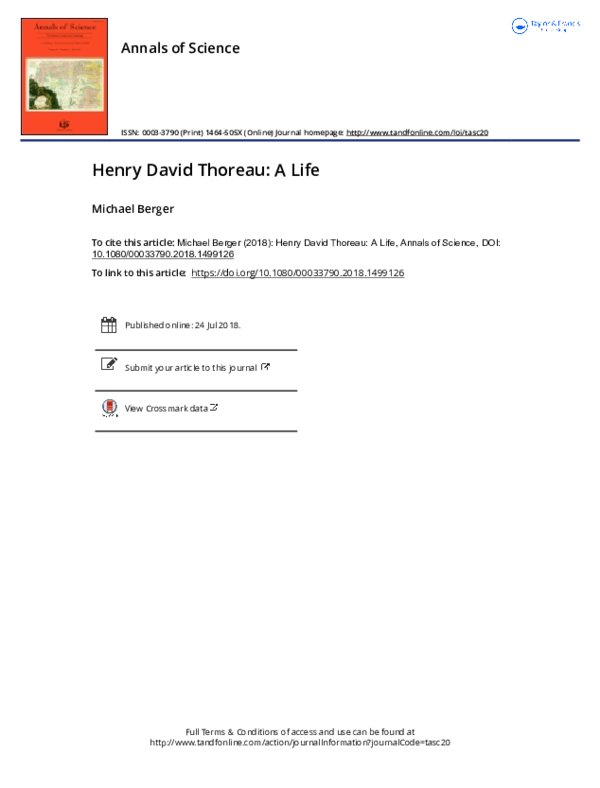 (PDF) Henry David Thoreau: A Life