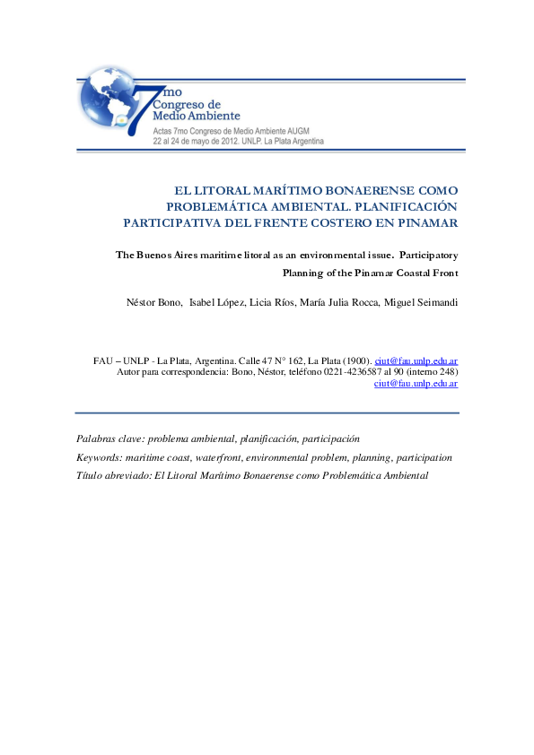 (PDF) El litoral marítimo bonaerense como problemática ambiental