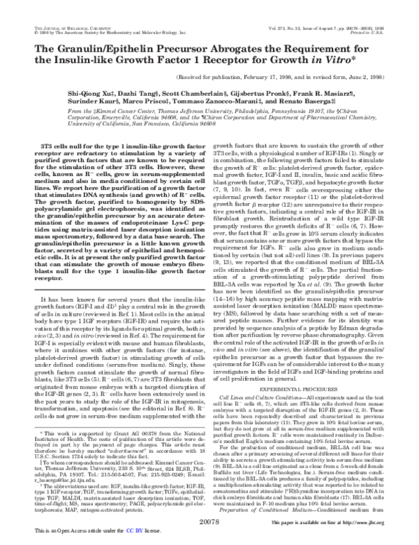 (PDF) The Granulin/Epithelin Precursor Abrogates the Requirement for ...