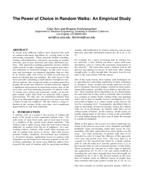 (PDF) The power of choice in random walks: An empirical study