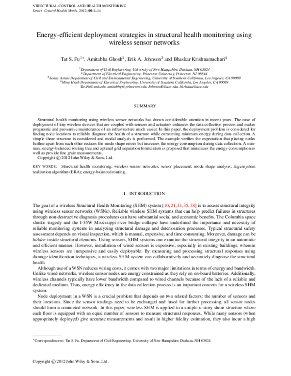 (PDF) Energy-efficient deployment strategies in structural health monitoring using wireless ...