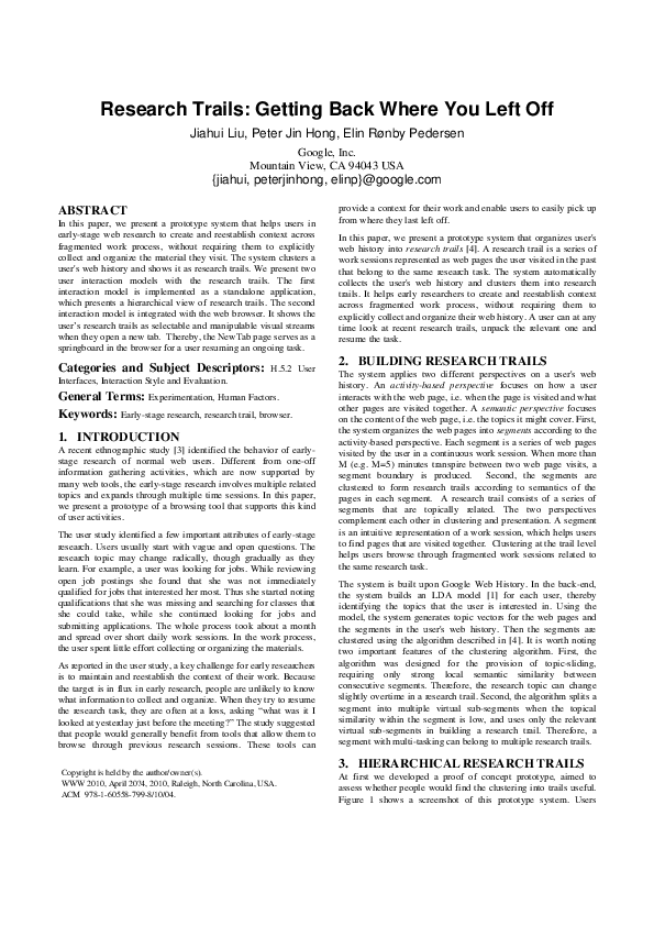 (PDF) Research trails