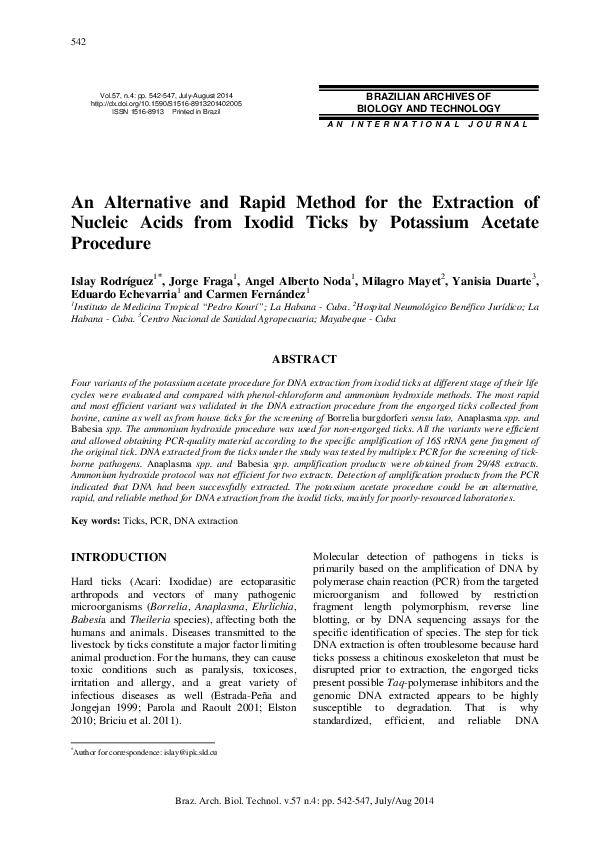 (PDF) An Alternative and Rapid Method for the Extraction of Nucleic ...