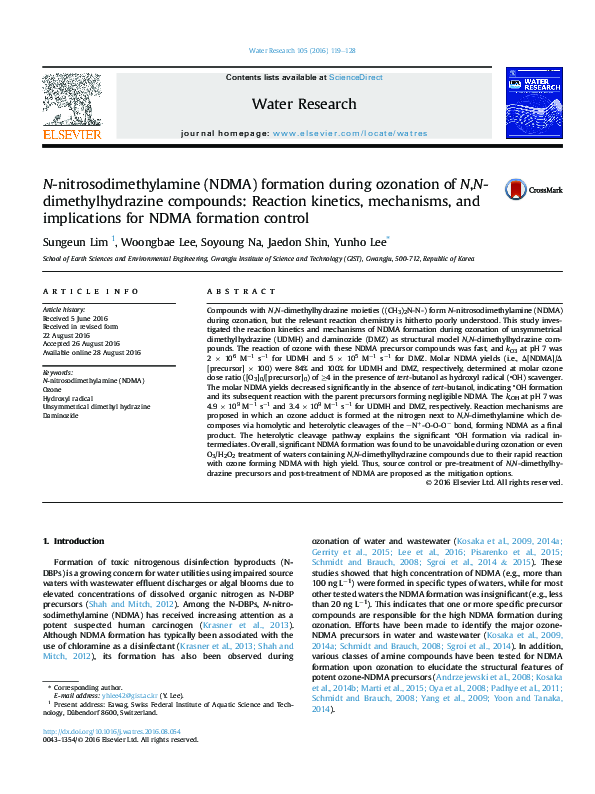 (PDF) N-nitrosodimethylamine (NDMA) formation during ozonation of ...