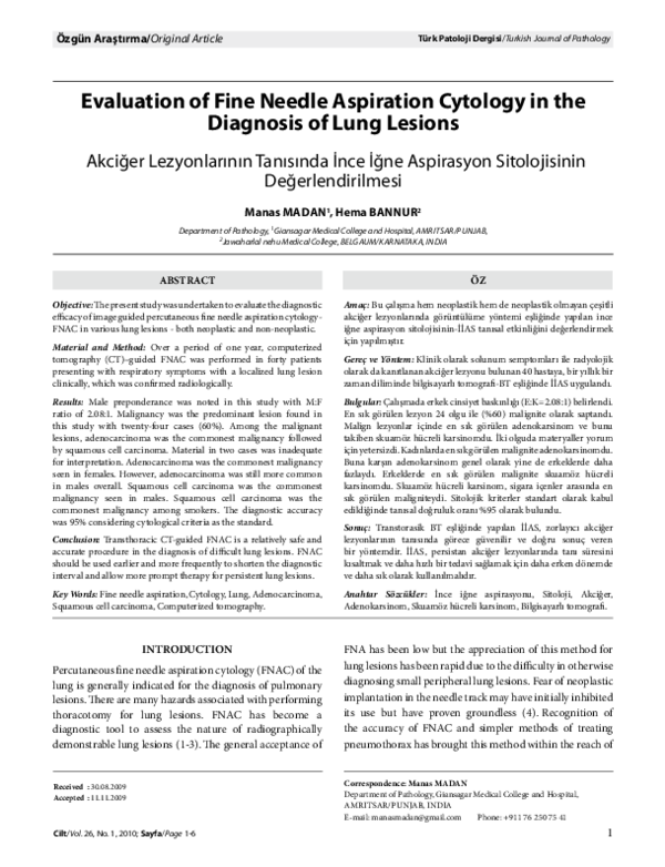 (PDF) Evaluation of fine needle aspiration cytology in the diagnosis of ...