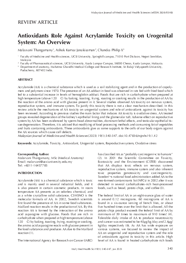 (PDF) Antioxidants Role Against Acrylamide Toxicity on Urogenital ...