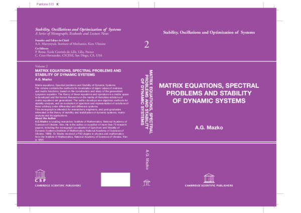 (PDF) Matrix Equations, Spectral Problems and Stability of Dynamic Systems