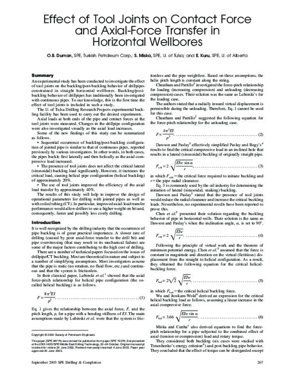 (PDF) Effect of Tool Joints on Contact Force and Axial-Force Transfer ...