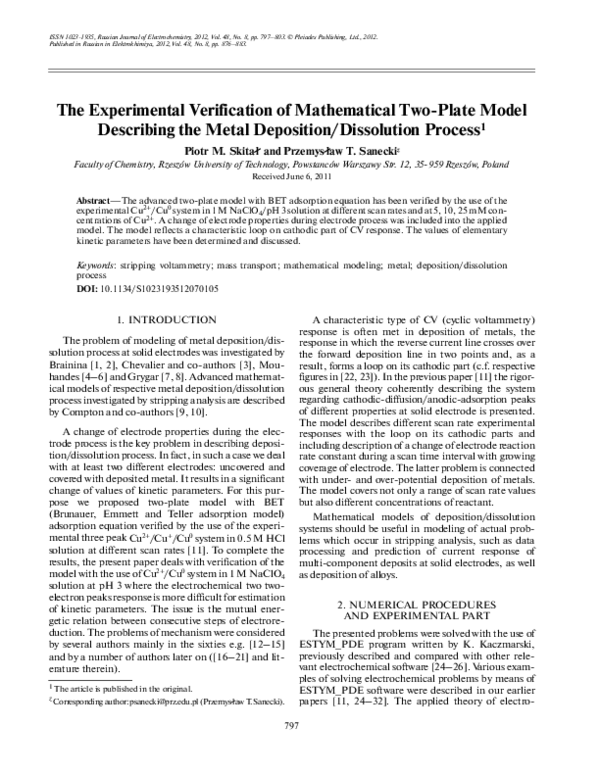 (PDF) The experimental verification of mathematical two-plate model ...