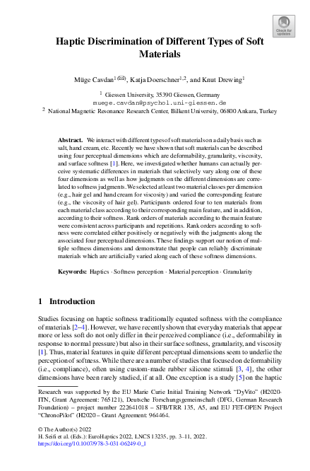 (PDF) Haptic Discrimination of Different Types of Soft Materials