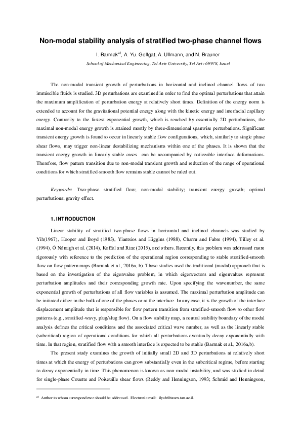 (PDF) Non-modal stability analysis of stratified two-phase channel flows