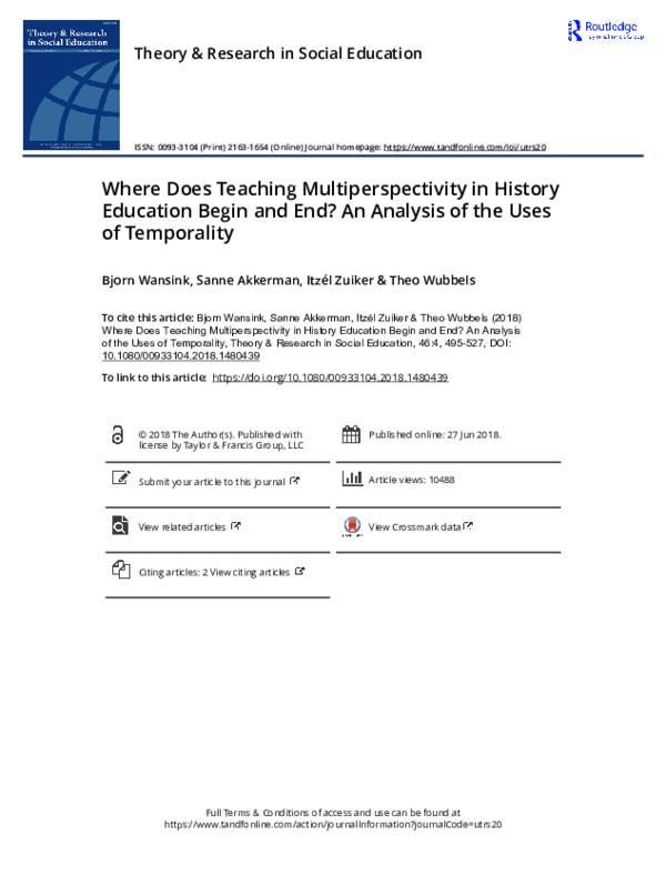 (PDF) Where Does Teaching Multiperspectivity in History Education Begin ...
