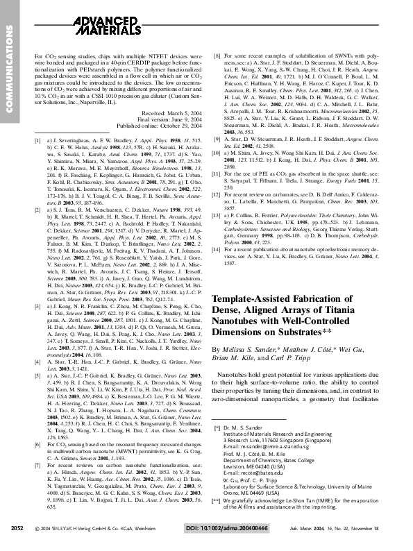 (PDF) Template-Assisted Fabrication of Dense, Aligned Arrays of Titania ...