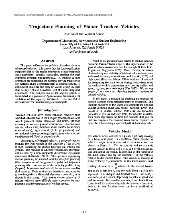 (PDF) Trajectory Planning of Tracked Vehicles