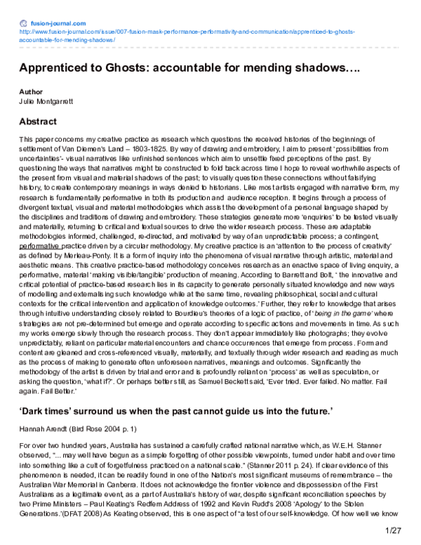 (PDF) Apprenticed to Ghosts: Accountable for mending shadows