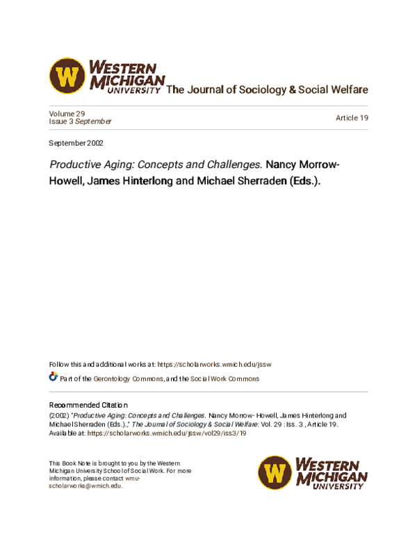 (PDF) Productive Aging: Concepts and Challenges