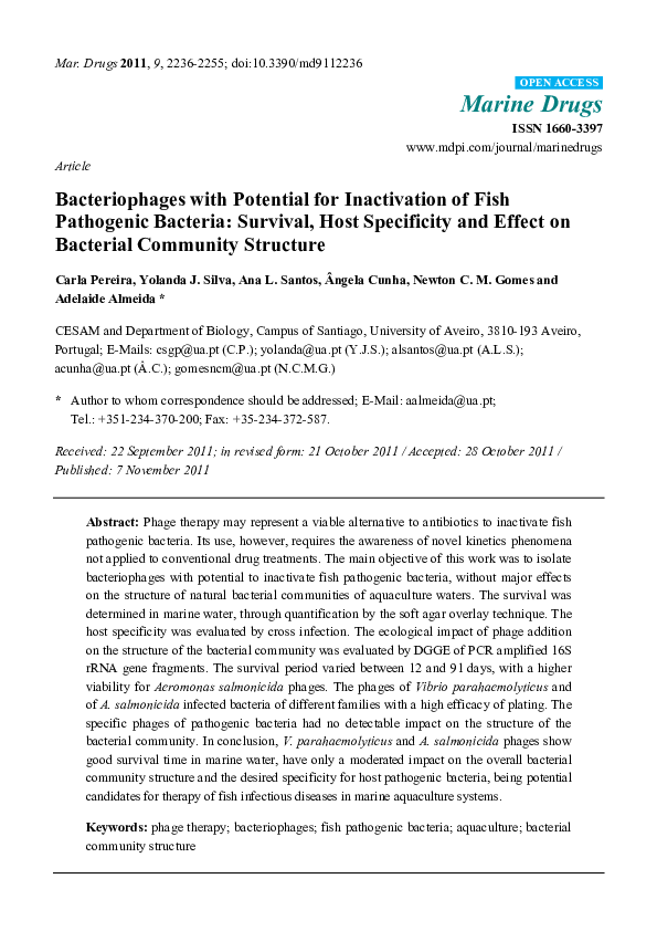 (PDF) Bacteriophages with Potential for Inactivation of Fish Pathogenic Bacteria: Survival, Host ...