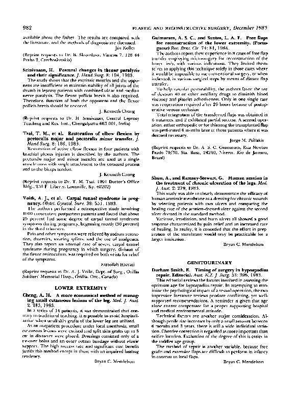 (PDF) Free Flaps for Reconstruction of the Lower Extremity