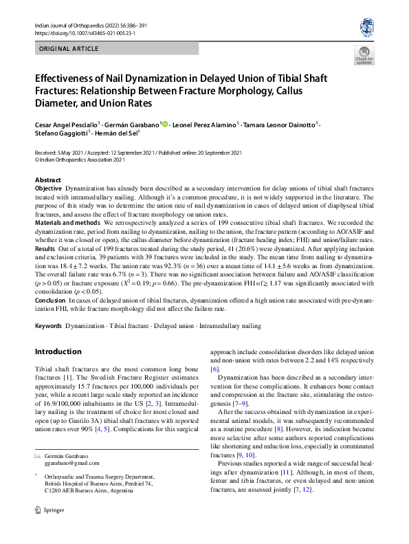 (PDF) Effectiveness of Nail Dynamization in Delayed Union of Tibial ...