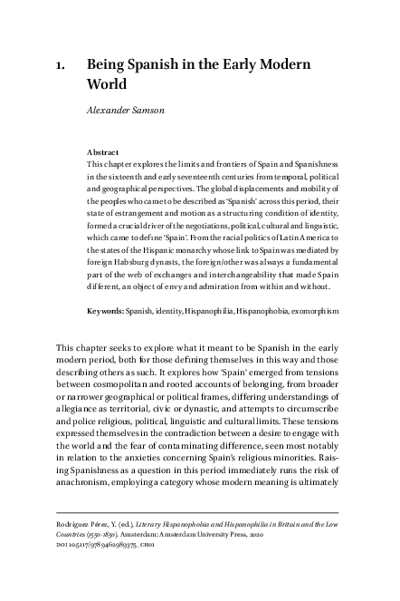 (PDF) 1. Being Spanish in the Early Modern World