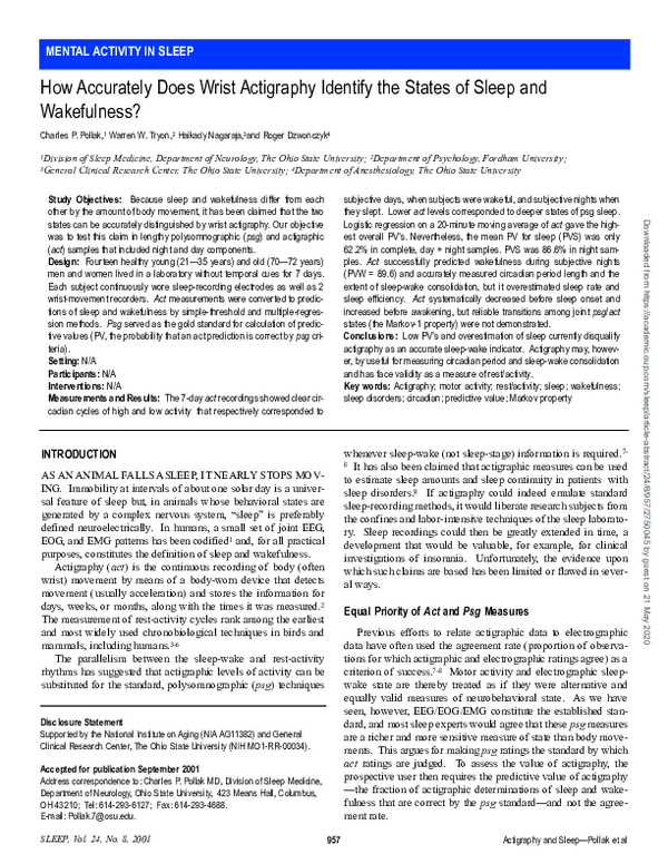 (PDF) How Accurately Does Wrist Actigraphy Identify the States of Sleep ...