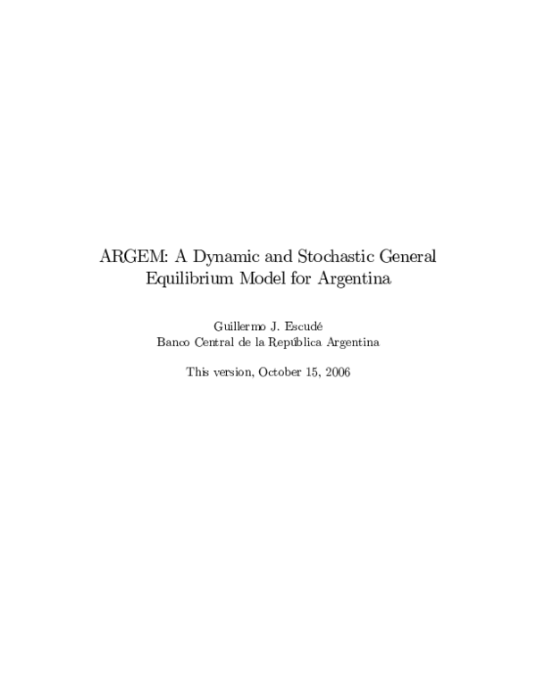 Pdf Argem A Dynamic Stochastic General Equilibrium Model For