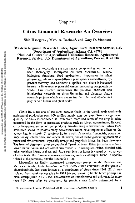 (PDF) Citrus Limonoid Research: An Overview