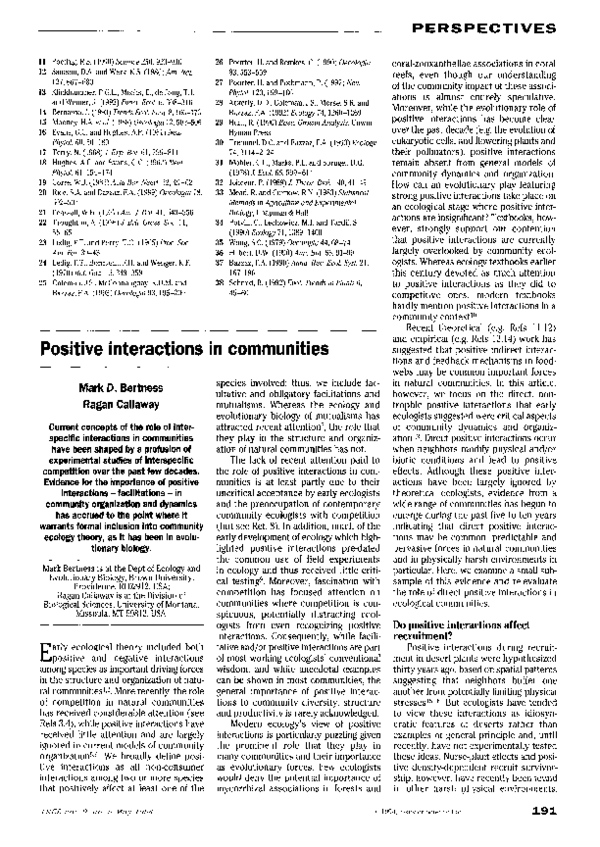 (PDF) Positive interactions in communities