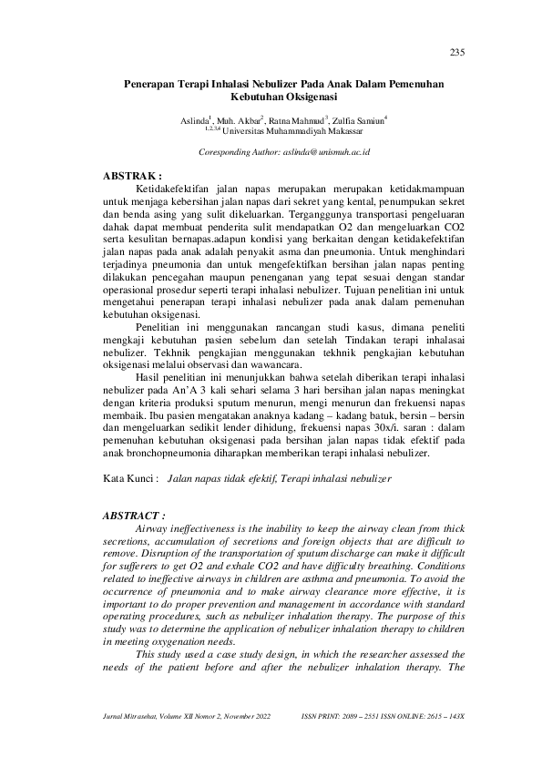 (PDF) Penerapan Terapi Inhalasi Nebulizer Pada Anak Dalam Pemenuhan ...