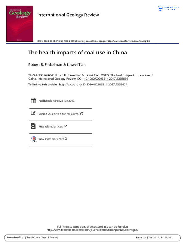 (PDF) The health impacts of coal use in China