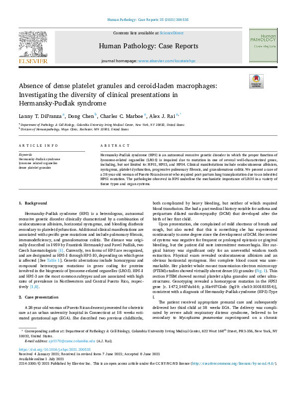 (PDF) Absence of dense platelet granules and ceroid-laden macrophages ...