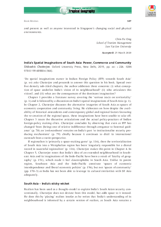 (PDF) India's Spatial Imaginations of South Asia: Power, Commerce, and ...