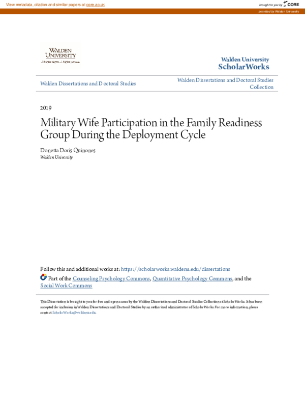 (PDF) Military Wife Participation in the Family Readiness Group During ...