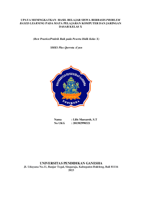 (PDF) UPAYA MENINGKATKAN HASIL BELAJAR SISWA BERBASIS PROBLEM BASED ...