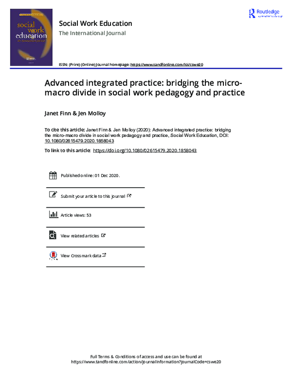(PDF) Advanced integrated practice: bridging the micro-macro divide in social work pedagogy and ...