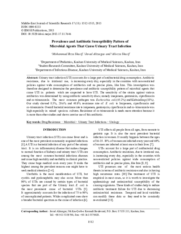 (PDF) Antibiotic Susceptibility Pattern of Bacterial Uropathogens Causing Urinary Tract Infection