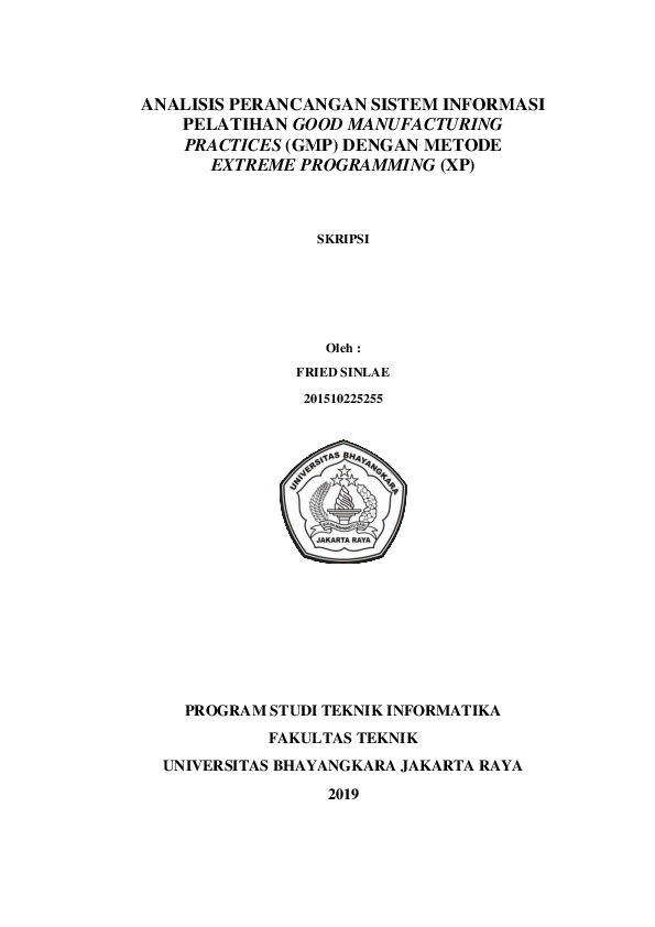 (PDF) Analisis Perancangan Sistem Informasi Pelatihan Good Manufacturing Practices (GMP) Dengan ...