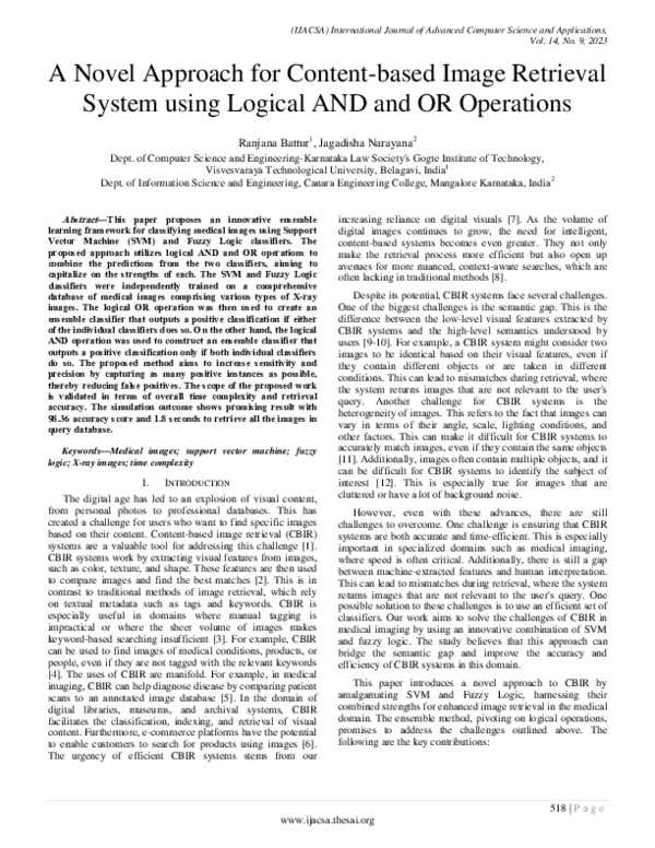 (PDF) A Novel Approach for Content-based Image Retrieval System using Logical AND and OR Operations