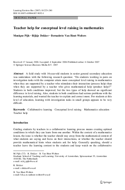 (PDF) Impact of Teacher Support on Math Conceptual Understanding