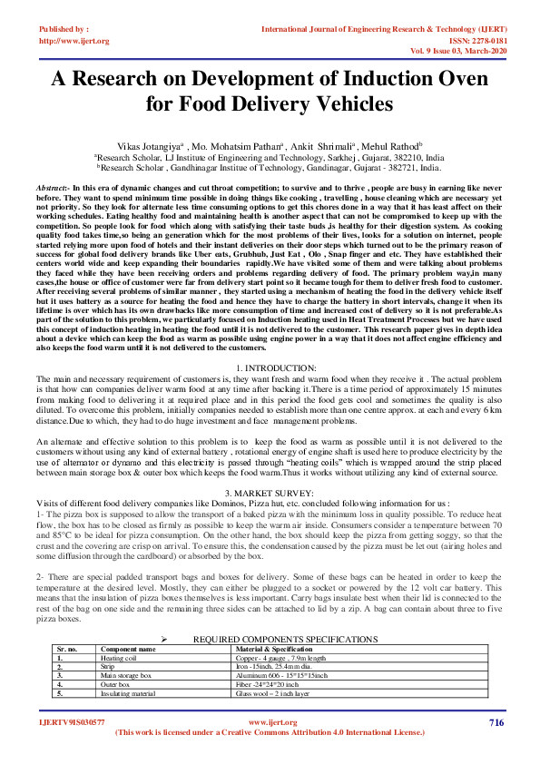 (PDF) A Research on Development of Induction Oven for Food Delivery ...