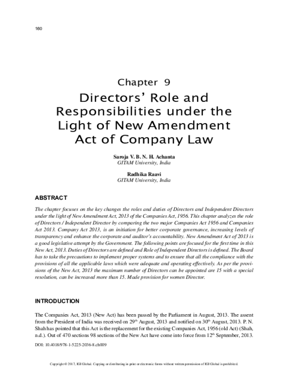 (PDF) Directors' Role and Responsibilities under the Light of New ...