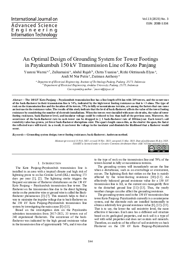 (PDF) An Optimal Design of Grounding System for Tower Footings in ...