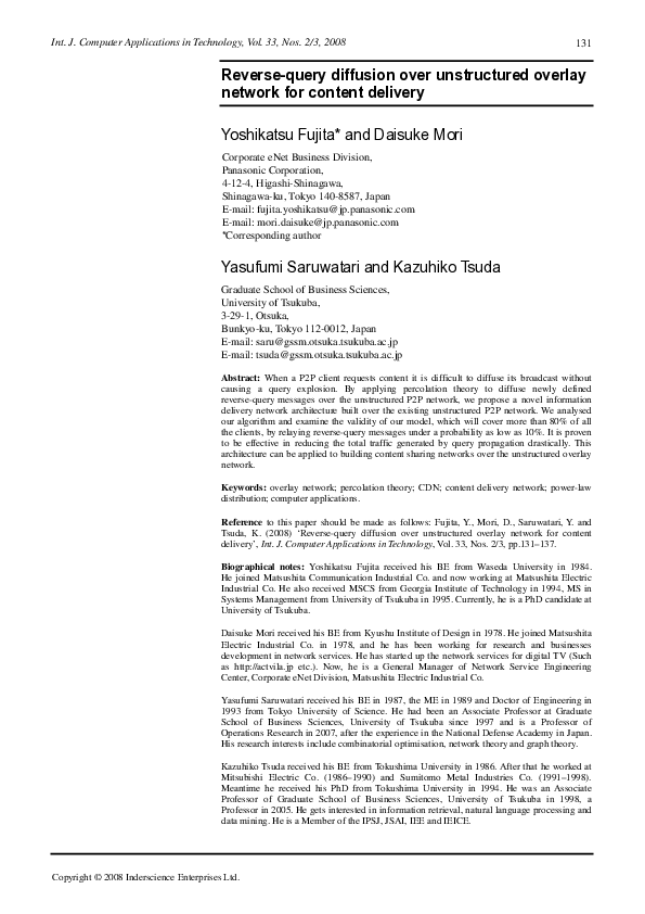 (PDF) Reverse-query diffusion over unstructured overlay network for ...
