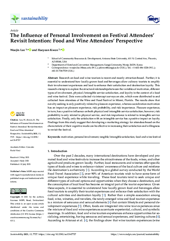 (PDF) The Influence of Personal Involvement on Festival Attendees ...