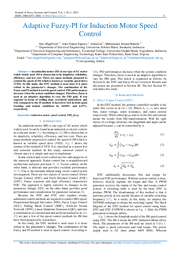 (PDF) Adaptive Fuzzy-PI for Induction Motor Speed Control