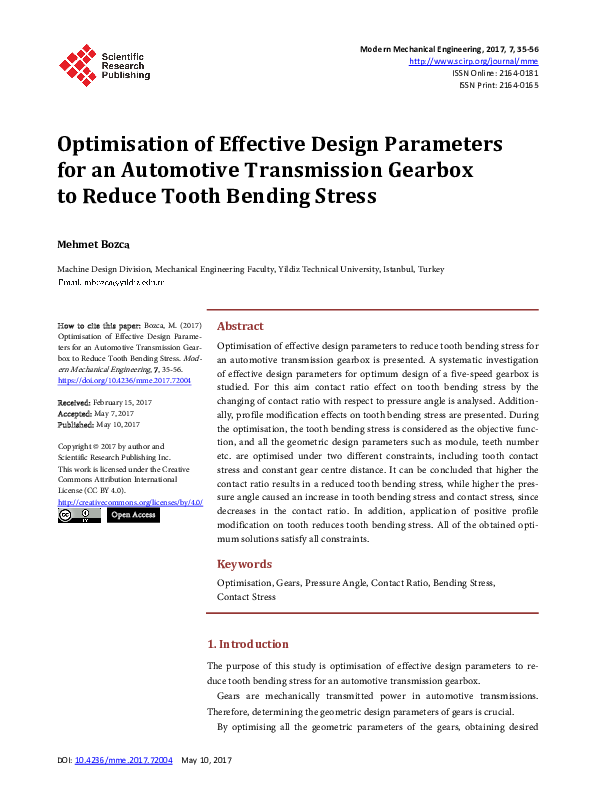 (PDF) Optimisation of Effective Design Parameters for an Automotive Transmission Gearbox to ...